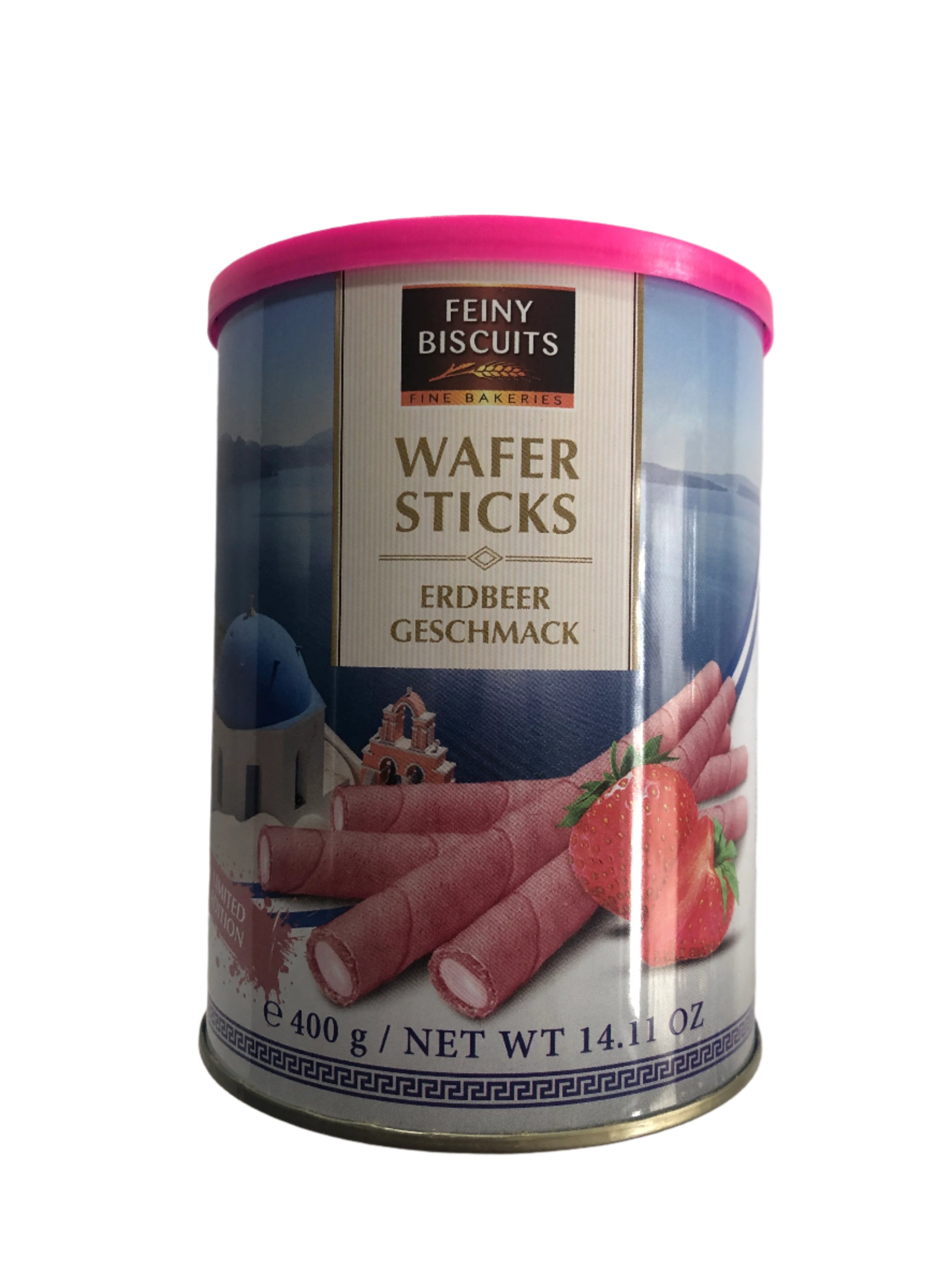 Feiny Biscuits Wafer Sticks Strawberry Filling Tin 400g | Dutchy's ...