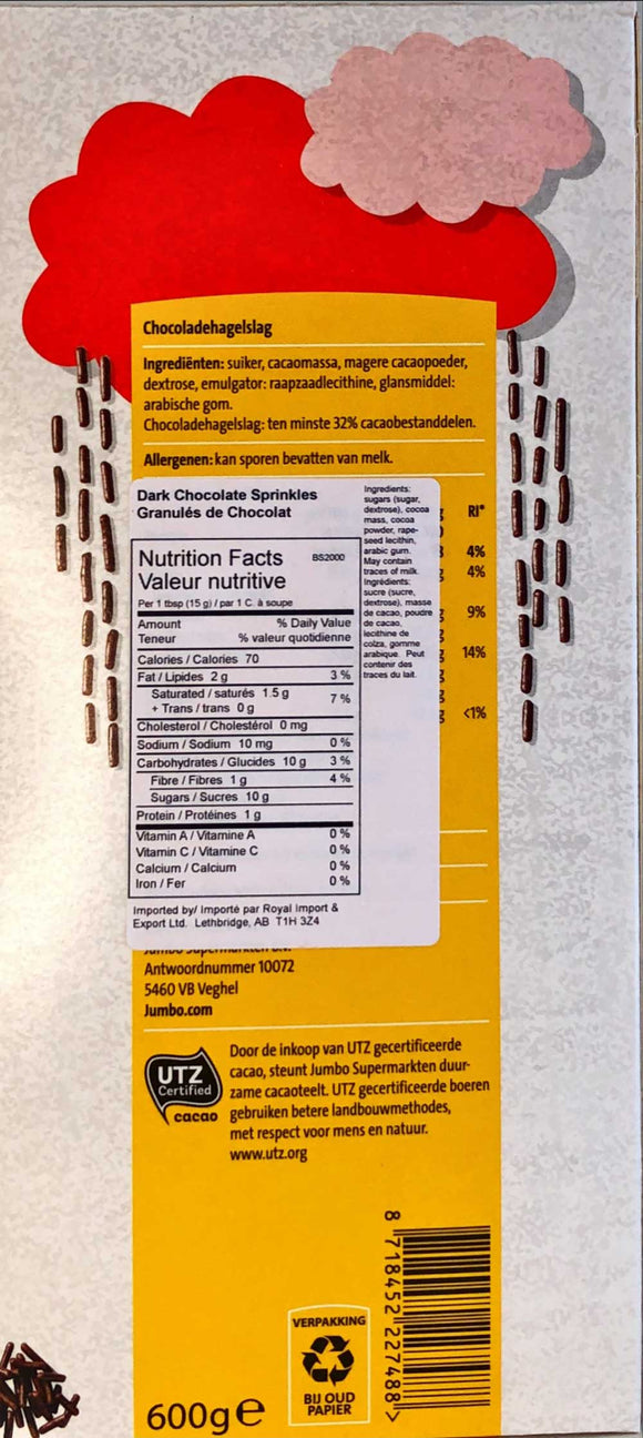 Jumbo Dark Chocolate Hail 600g | Dutchy's European Market