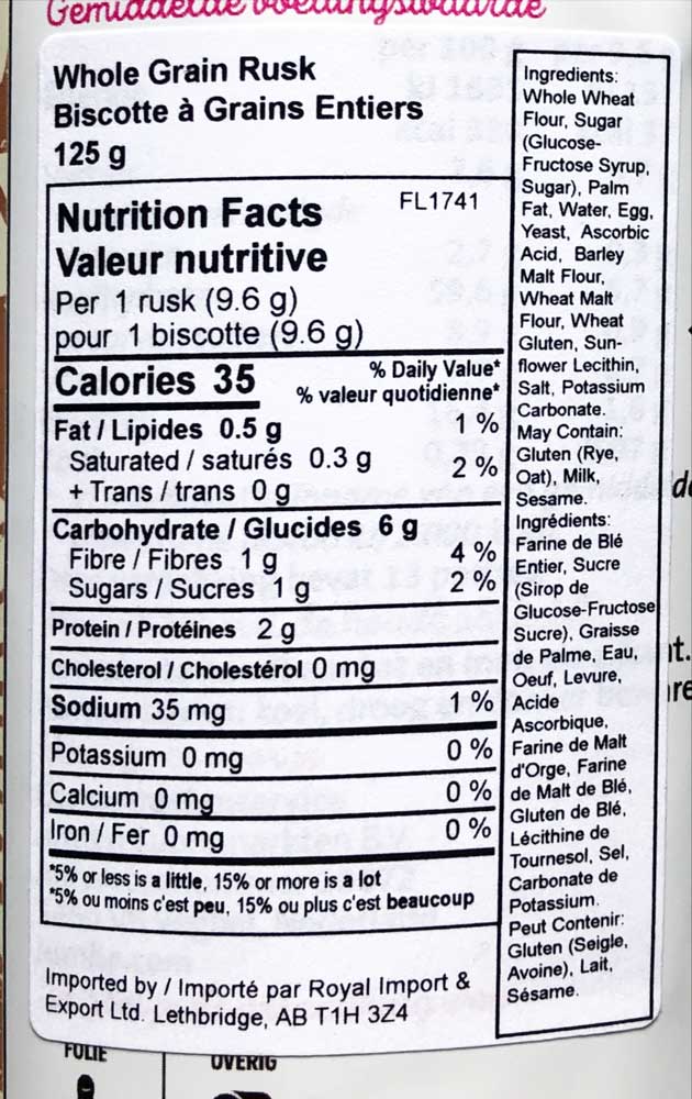 Jumbo Whole Wheat Rusk 125g | Dutchy's European Market